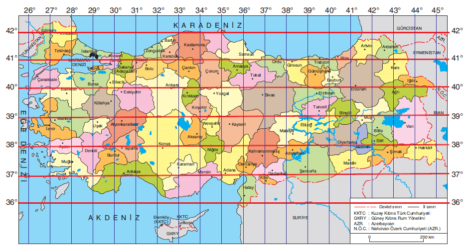 Türkiyeden Geçen Meridyen ve Paralel Haritası.PNG | Sosyal Bilgiler