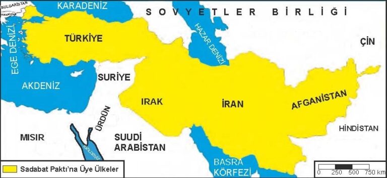 Sadabat Paktı'na Üye Ülkeler Haritası - Sosyal Bilgiler